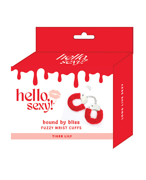 Hello Sexy Bound By Bliss Fuzzy Wrist Cuffs Tiger Lily Hella Raw